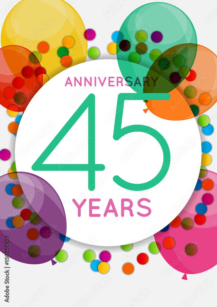 Template 45 Years Anniversary Congratulations, Greeting Card ...