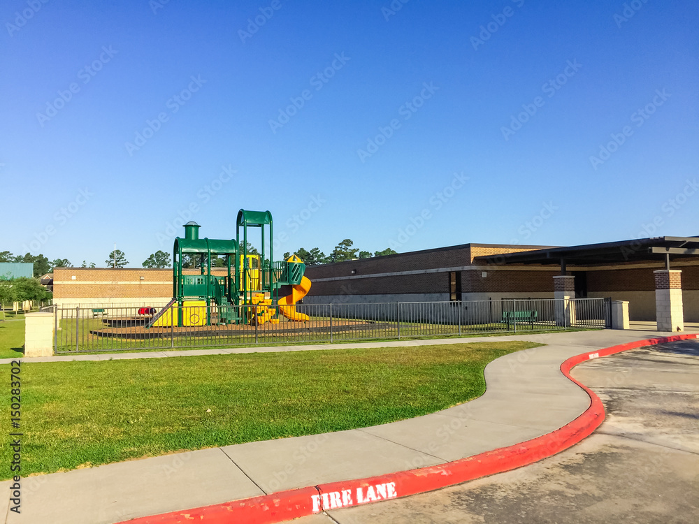 Elementary School Building With Playground
