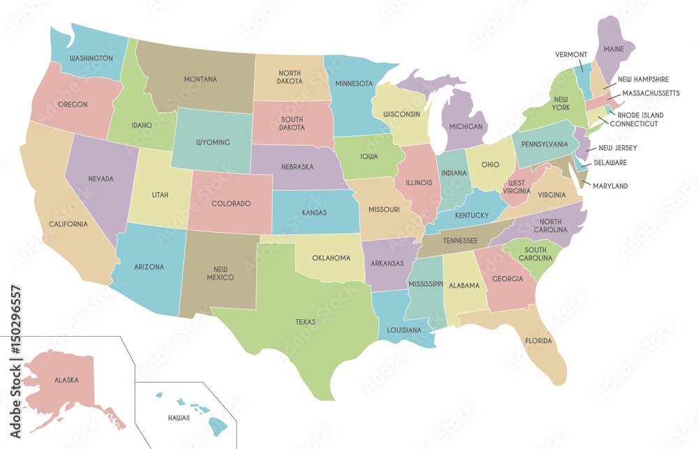 USA Map vector illustration isolated on white background. Editable and ...