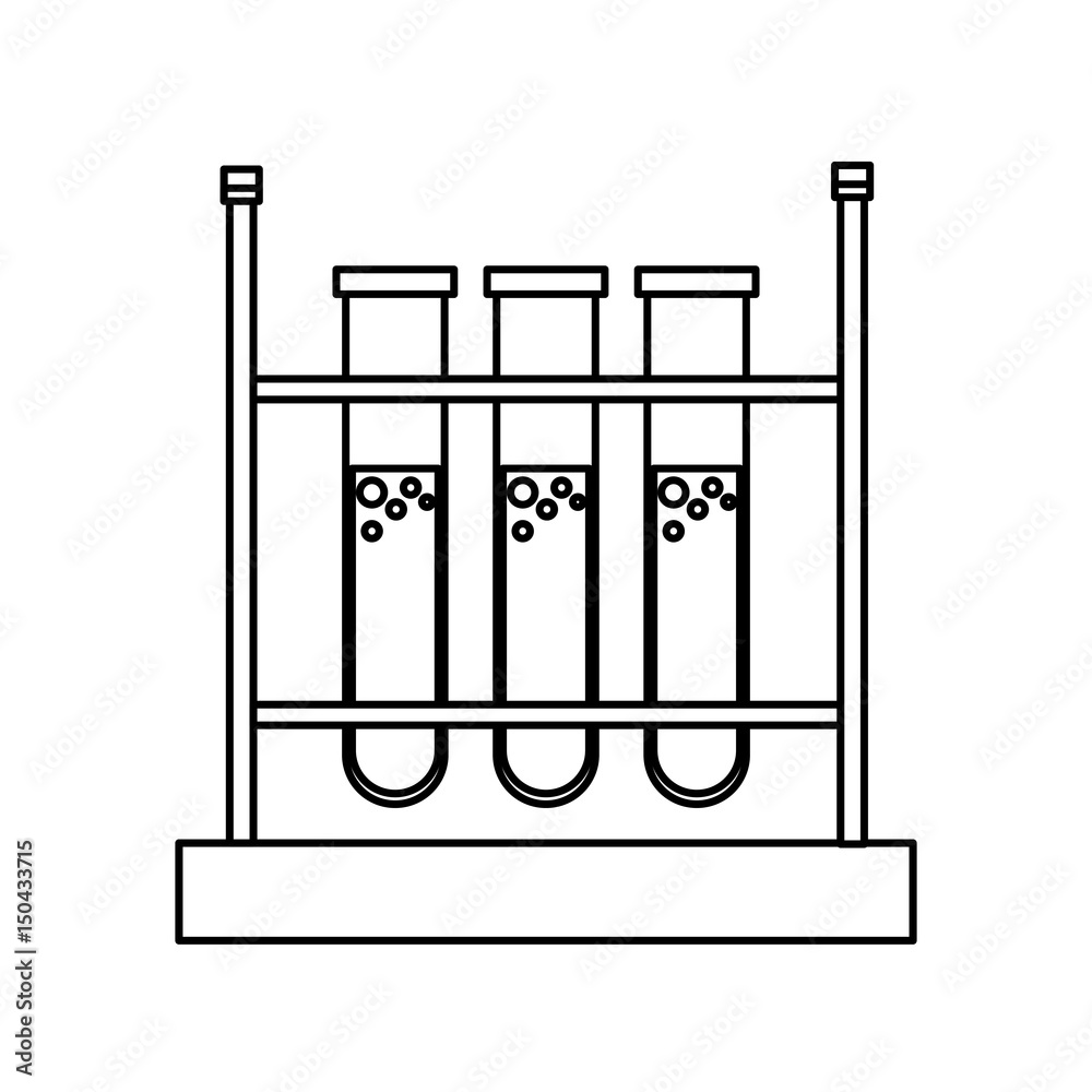 test tube rack laboratory chemistry equipment line vector illustration ...