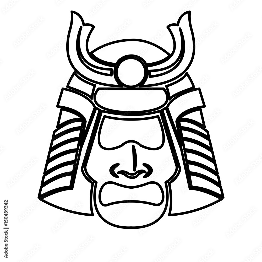Samurai Warrior Helmet Drawing