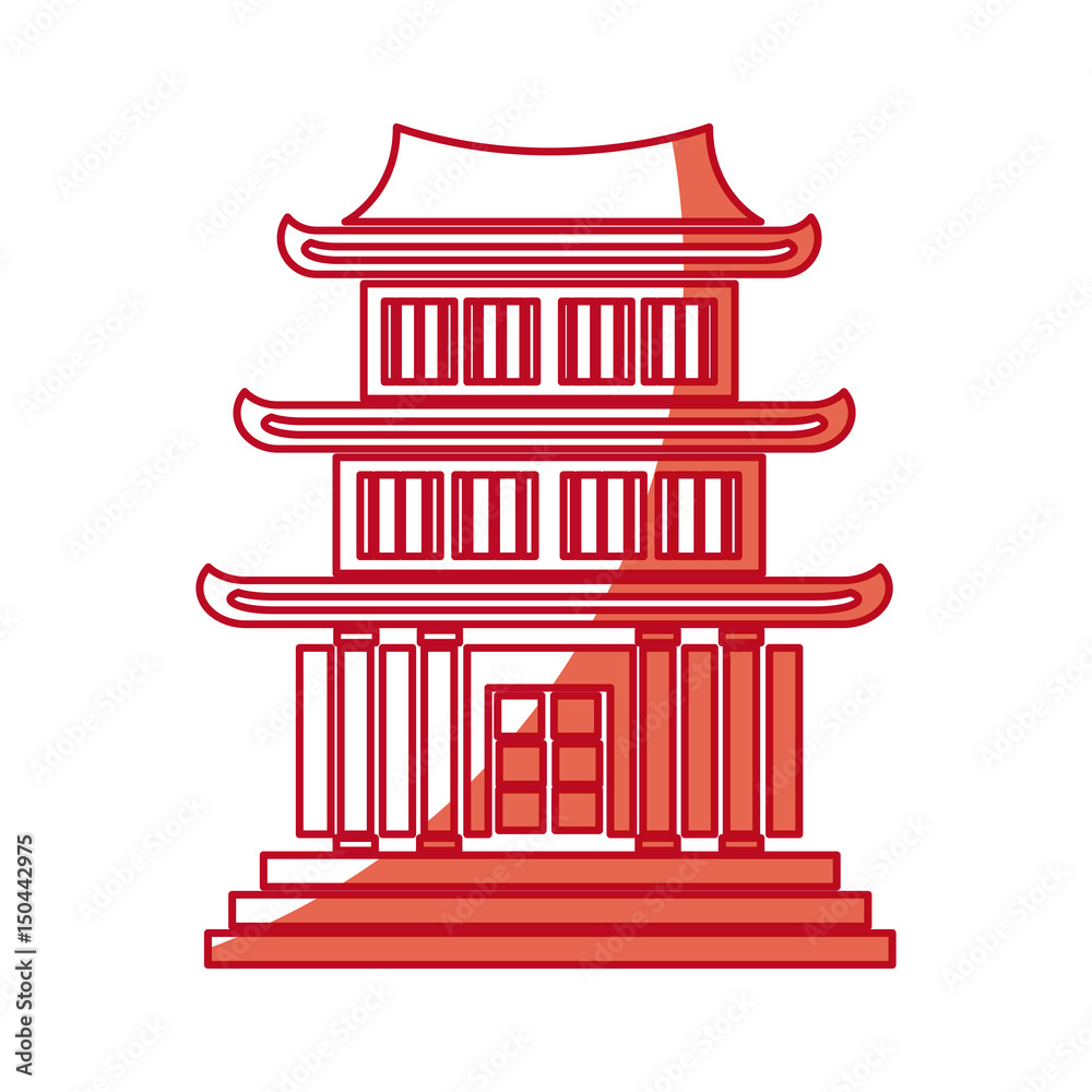 japanese building architecture traditional house shadow vector ...