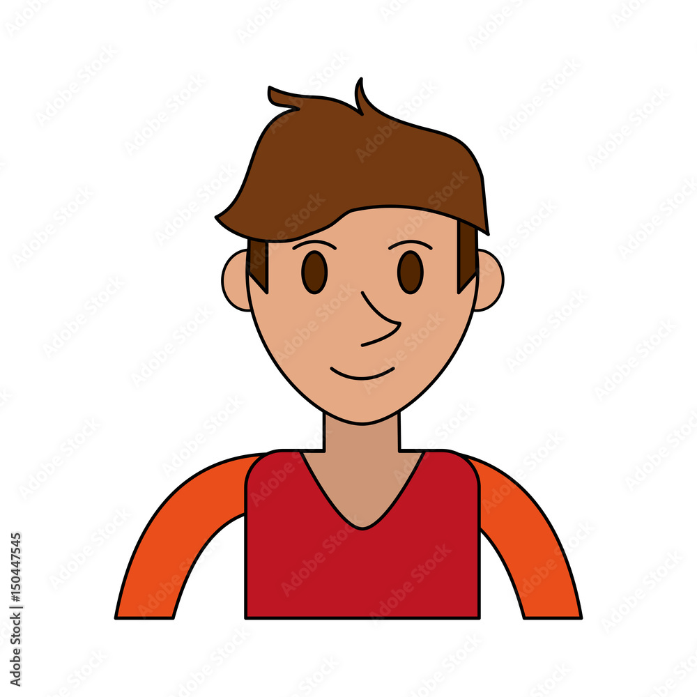 colorful image cartoon front view half body man with t-shirt and ...