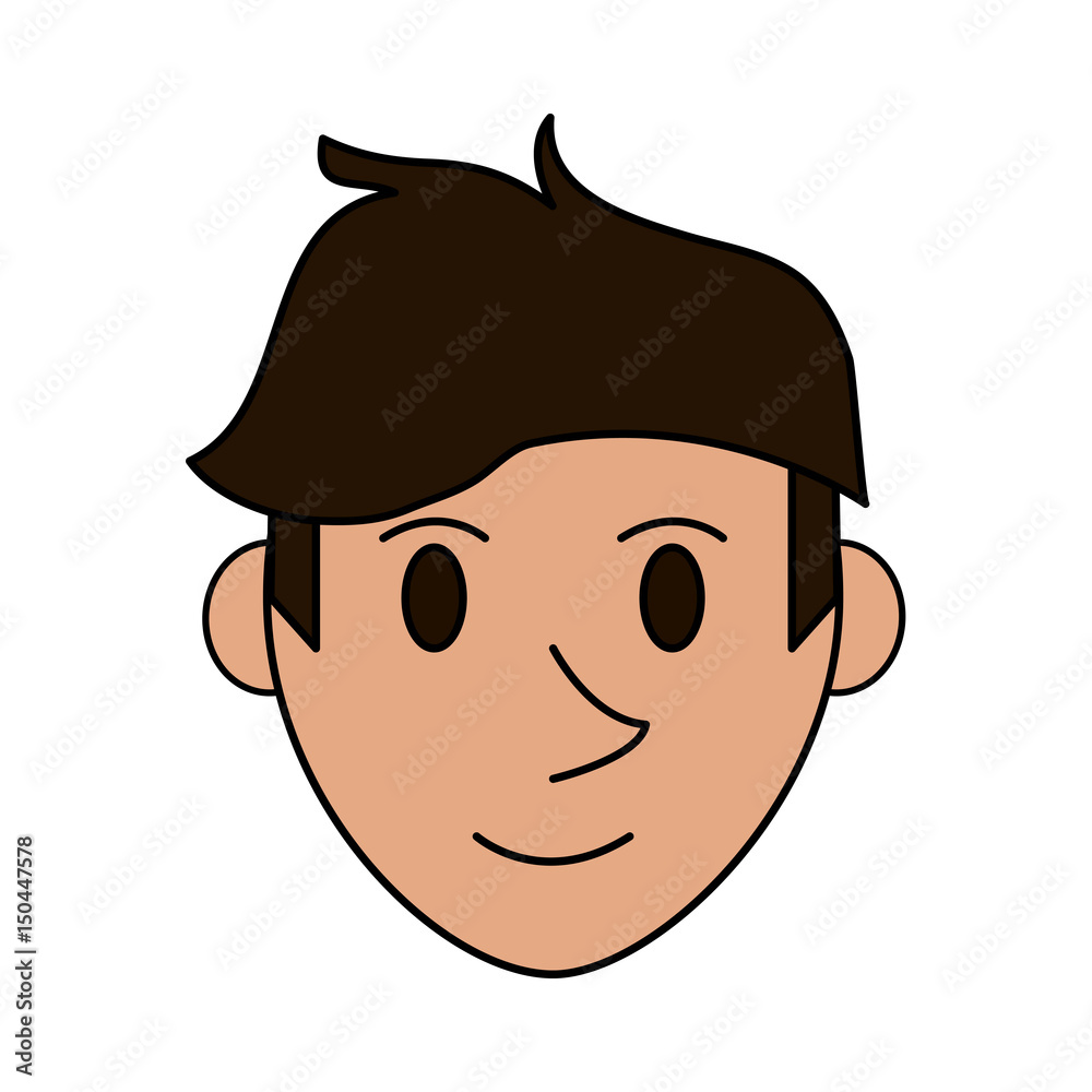colorful image cartoon front view face guy with hairstyle vector ...
