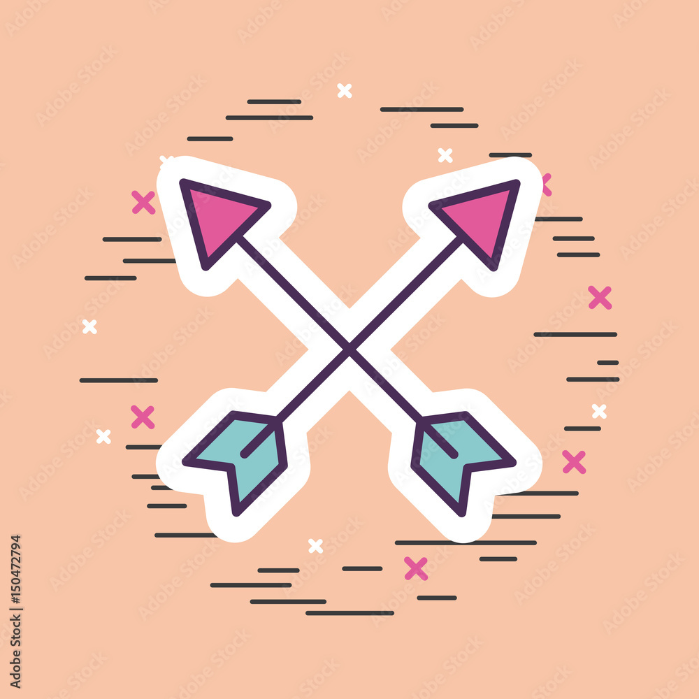 crossed arrows girly icon over background image vector illustration ...