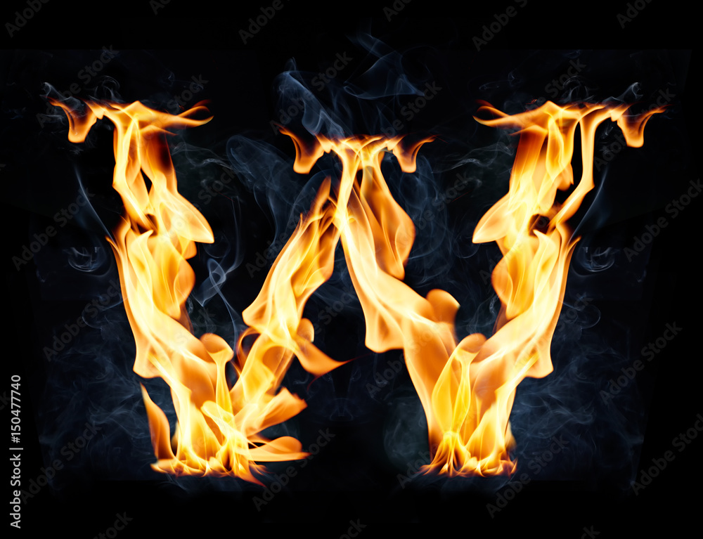 Letter W On Fire