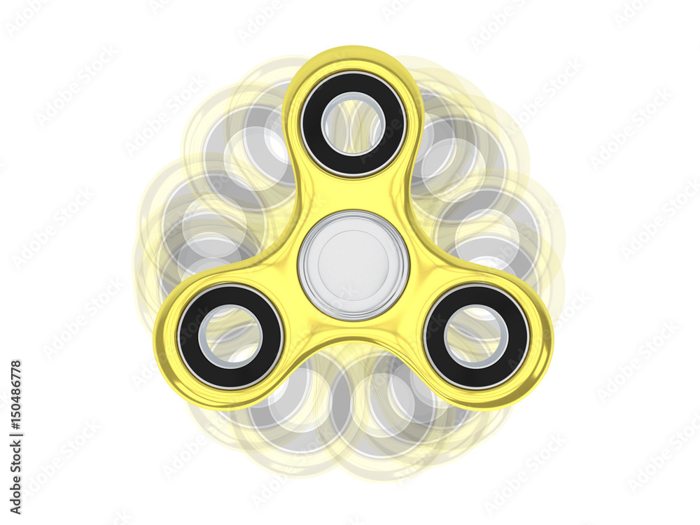 Top view of fidget spinner golden toy with roatation trails Stock ...