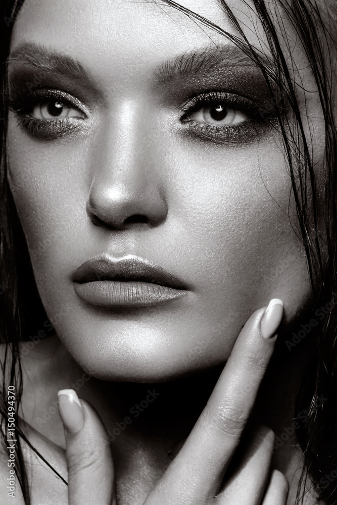 Fashion Stylish Beauty Portrait Beautiful Girls Face Close Up