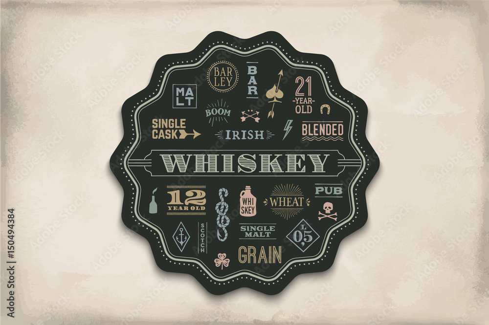 Coaster for whiskey and alcohol beverage. Black circle for placing ...