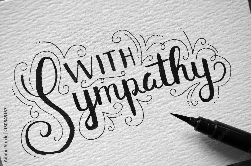 WITH SYMPATHY hand lettering card Stock Photo | Adobe Stock