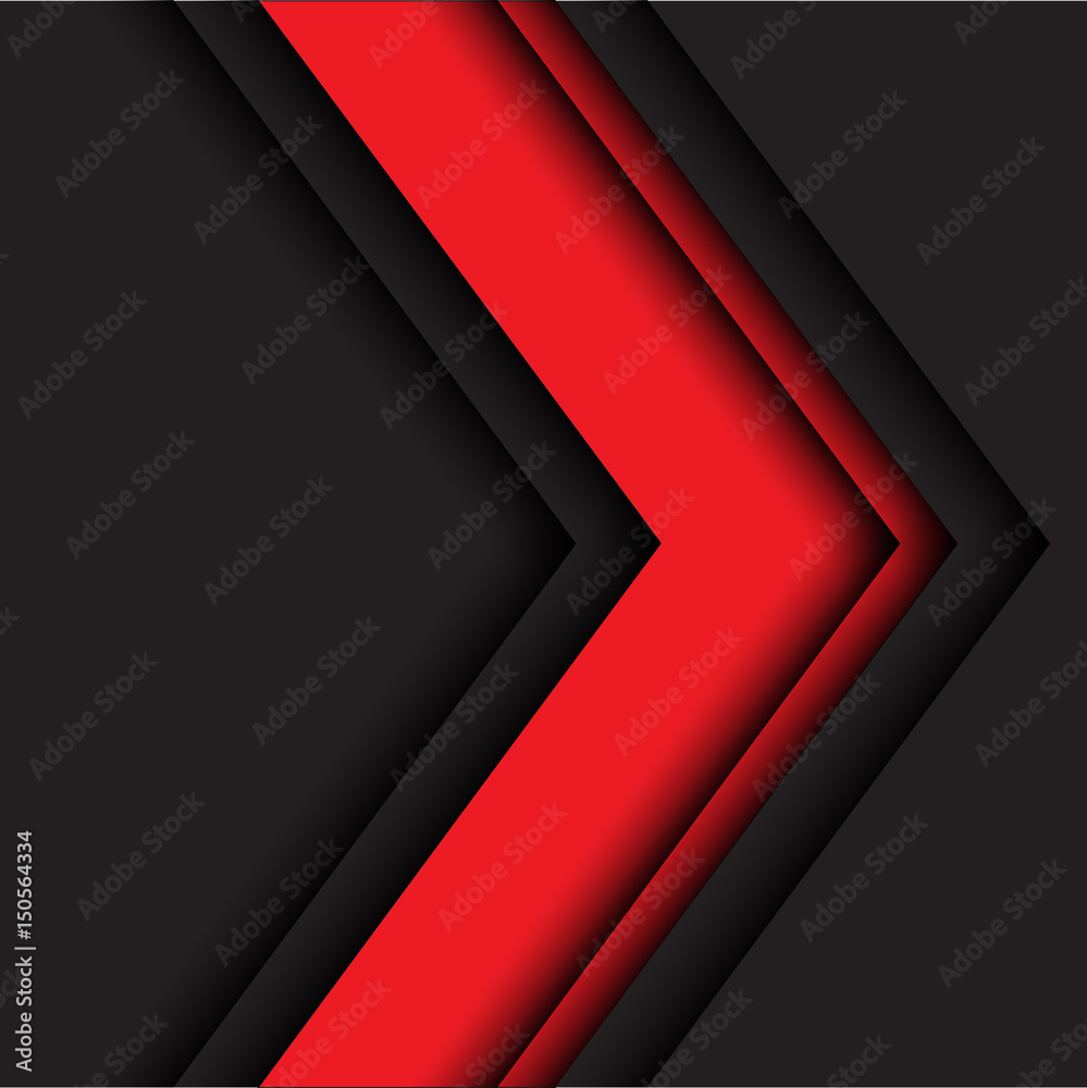 Abstract red arrow shadow overlap on black design modern background ...