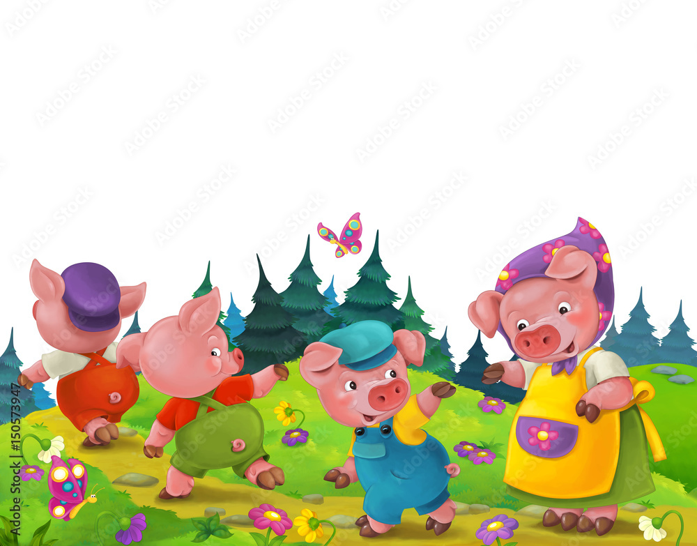 cartoon scene with mother pig and kids Stock Illustration | Adobe Stock