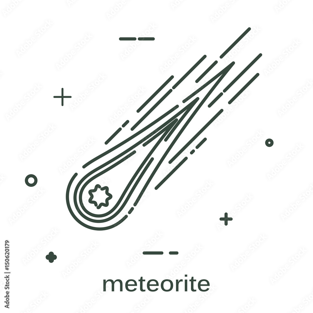 Simple flat icon of a meteorite on a white background. Linear style ...