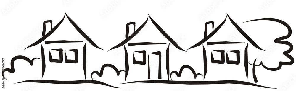 three houses, vector icon Stock Vector | Adobe Stock