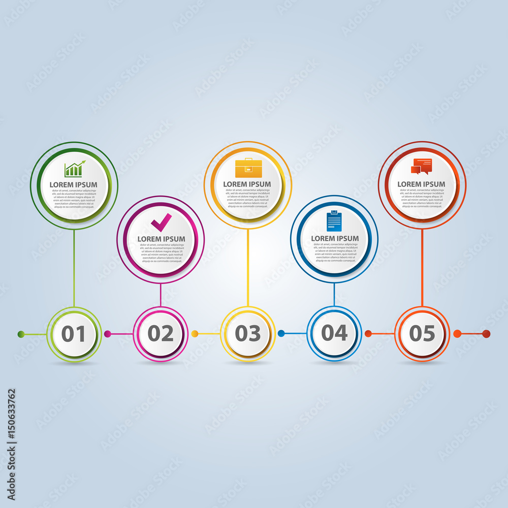 Vector illustration. Infographic pattern with the image of 5 circles ...
