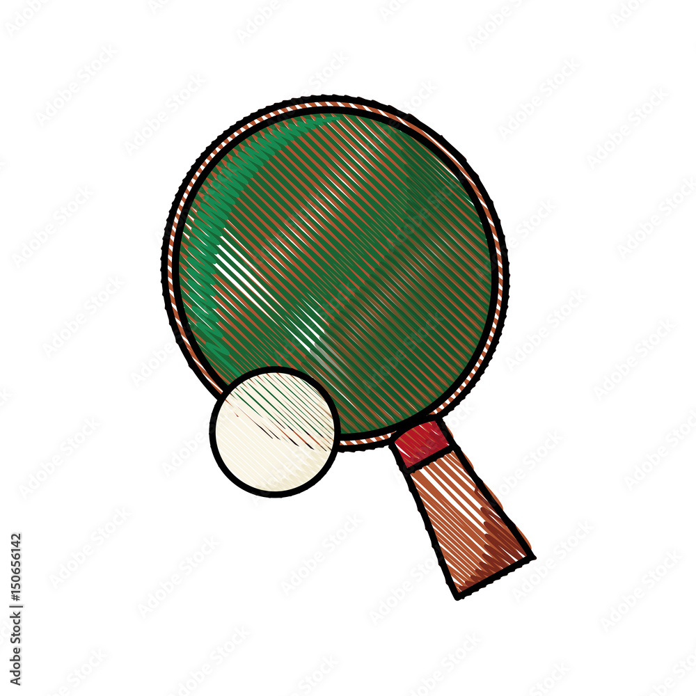 drawing racket and ball ping pong play vector illustration Stock Vector ...