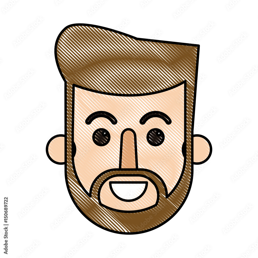 drawing face bearded man hipster cartoon vector illustration Stock ...