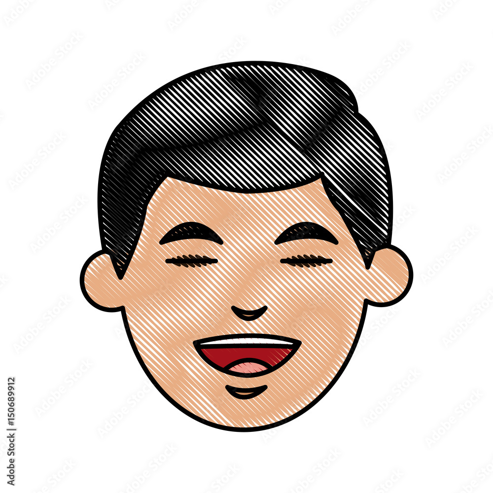 drawing face man close eyes smiling cartoon vector illustration Stock ...