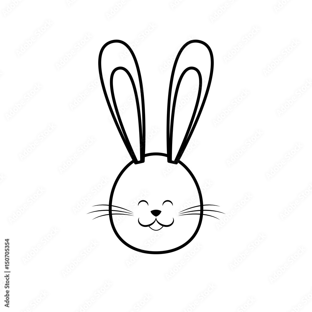 cute easter bunny face line vector illustration Stock Vector | Adobe Stock