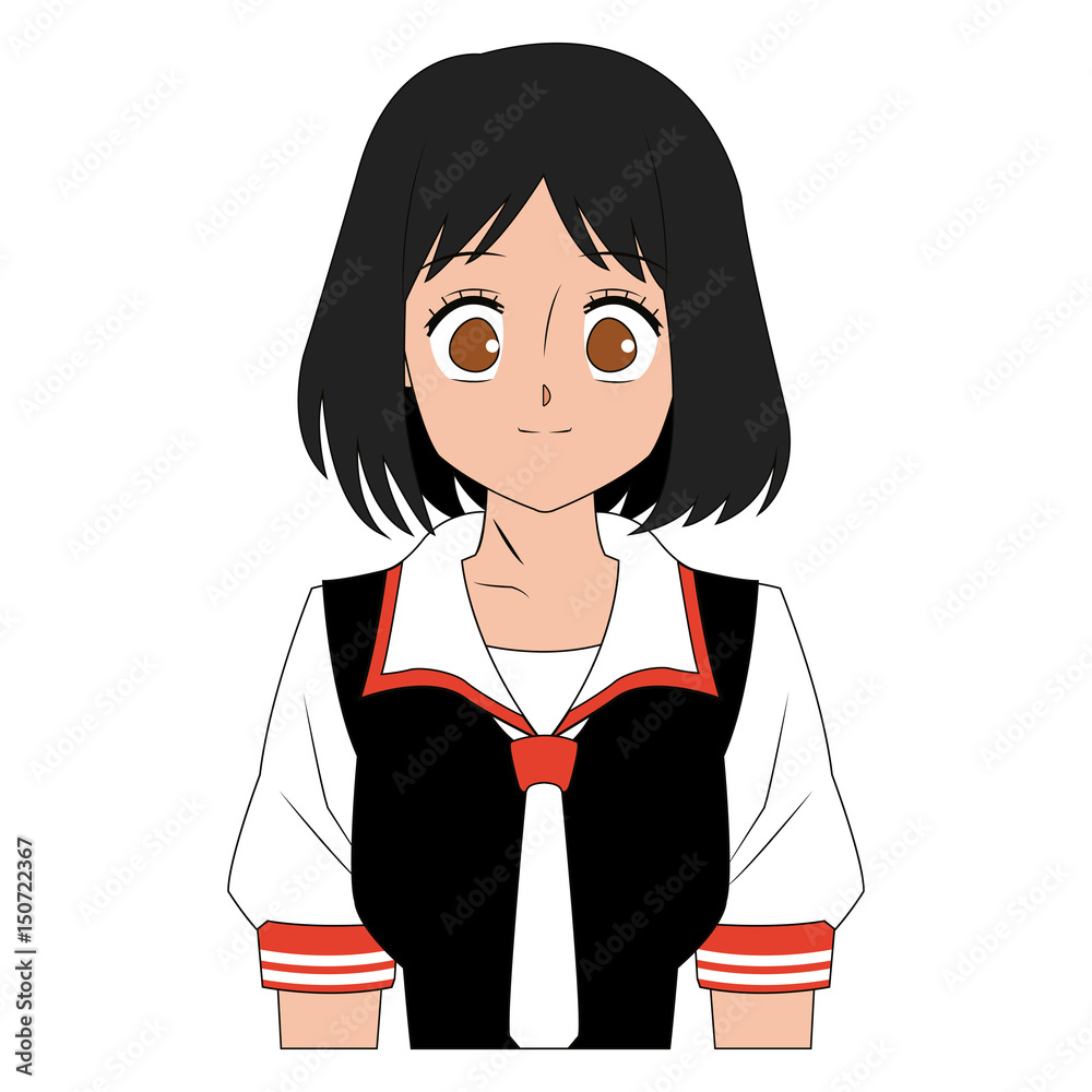 girl anime comic student clothes image vector illustration Stock Vector ...