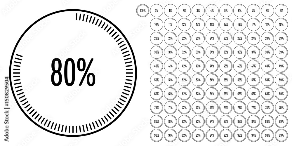 Set of circle percentage diagrams from 0 to 100 ready-to-use for web ...