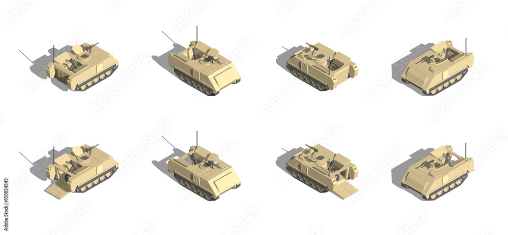 Military Transportation isometric vector. armored personnel carrier ...