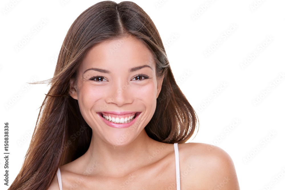 Asian beauty happy healthy woman smiling with perfect teeth. Beautiful ...