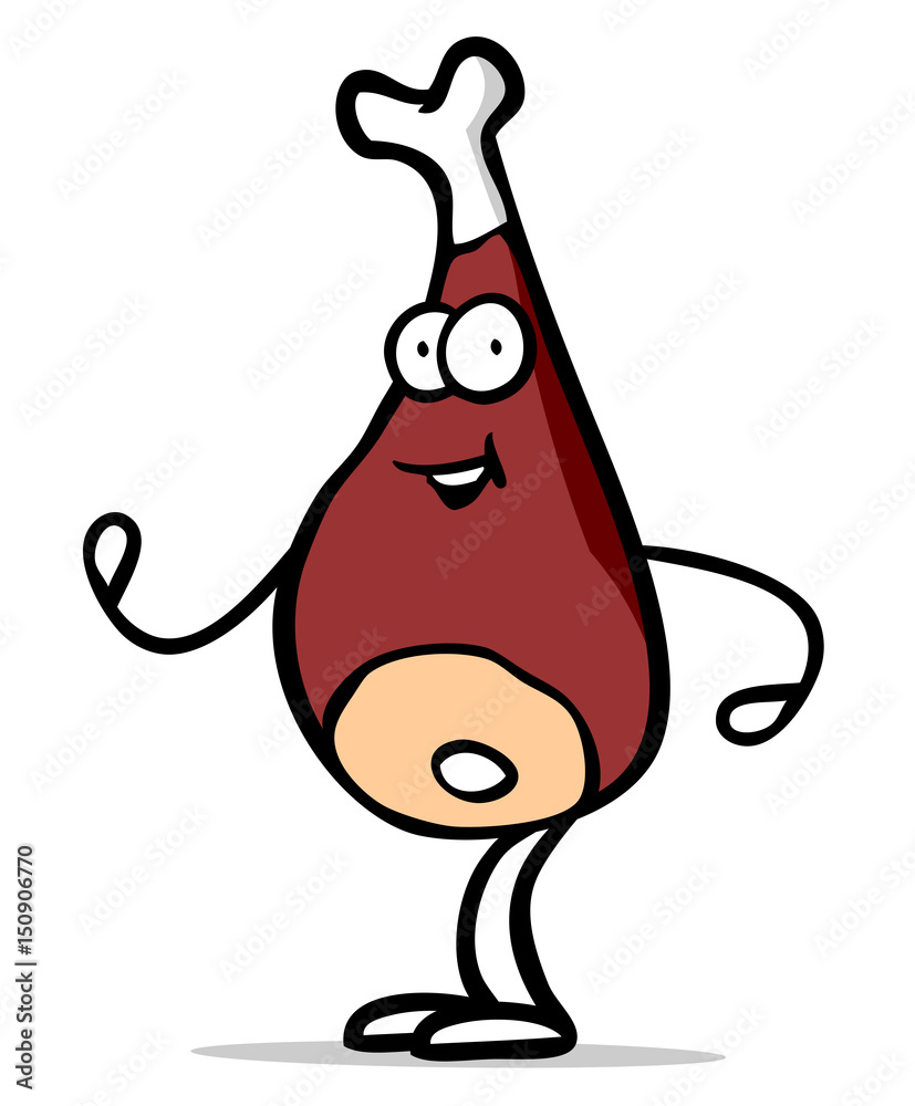 Lustiger Schinken als Cartoon Figur Stock-Illustration | Adobe Stock