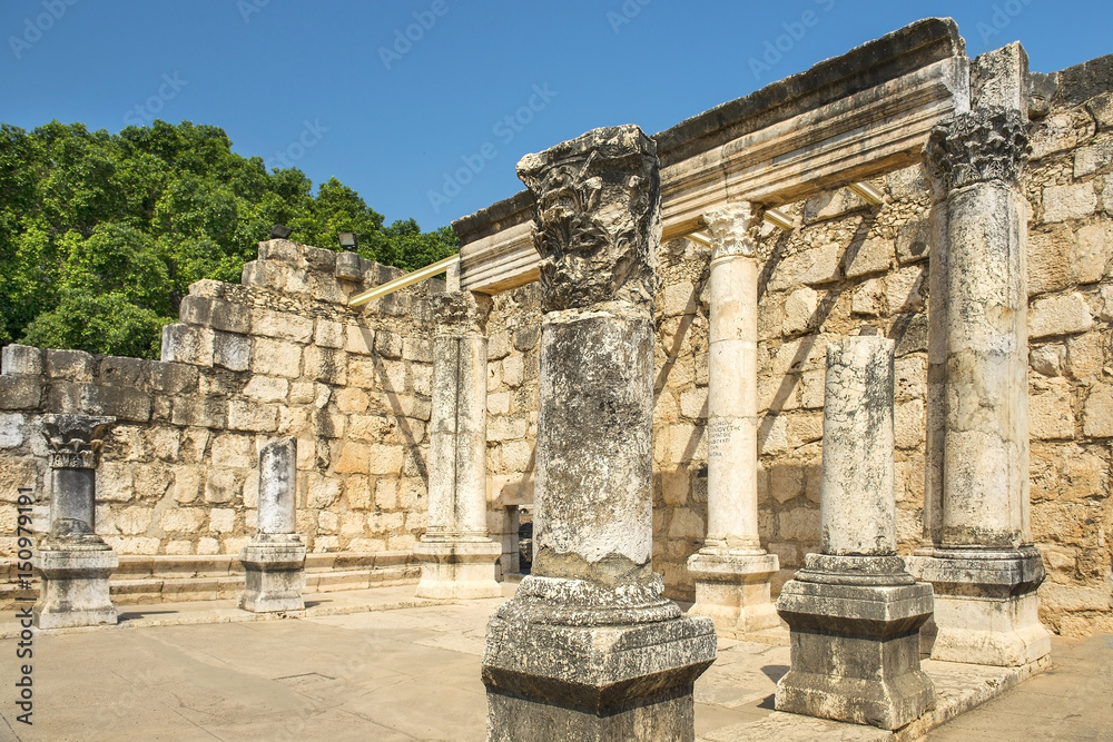 remains of Capernaum synagogue on the Sea of Galilee, Capernaum, Israel ...