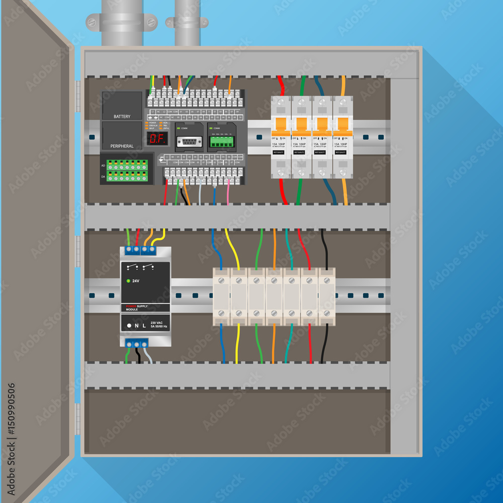 electrical automation control cabinet Stock Vector | Adobe Stock