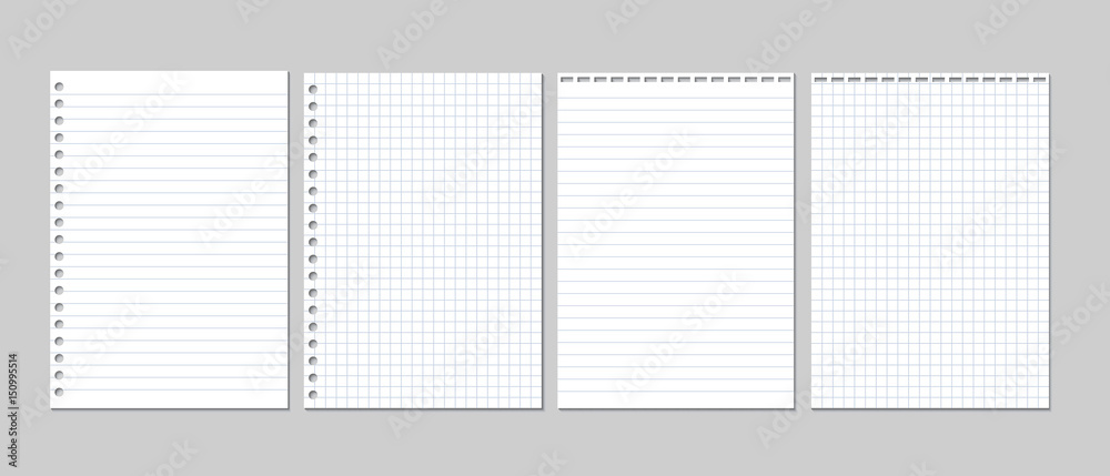 Set of realistic vector illustration of blank sheets of square and ...