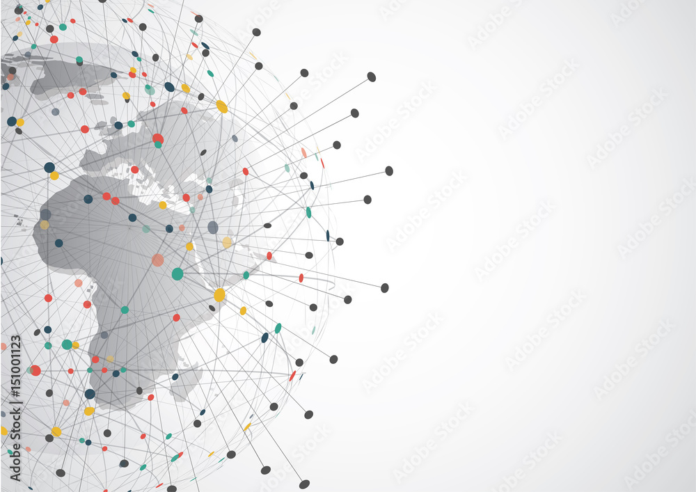 World map point, line, composition, representing the global, Global ...
