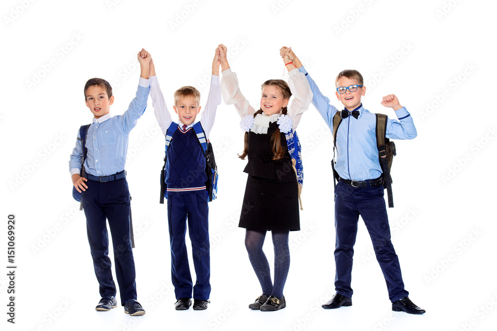 friendly classmates together Stock Photo | Adobe Stock