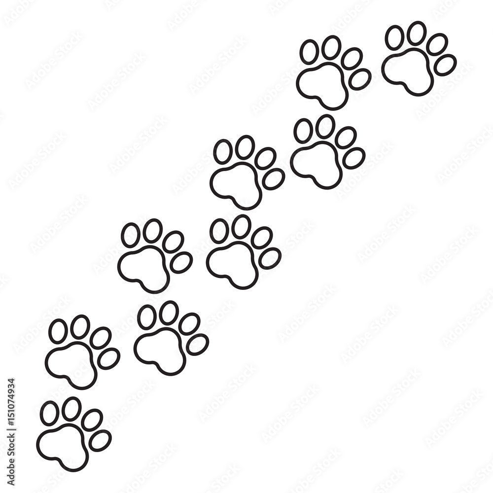 Paw print vector icon in line style. Dog or cat pawprint illustration ...