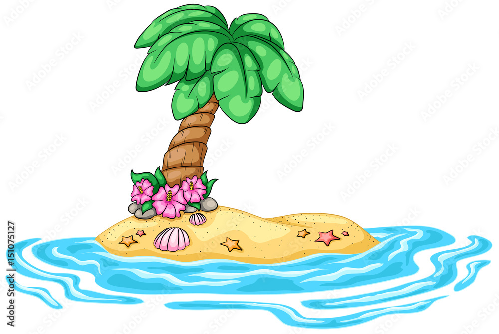 Niedliche einsame Insel Vektor Illustration Stock-Vektorgrafik | Adobe ...