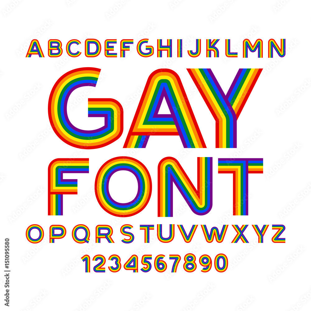 Gay font. Rainbow letters. LGBT ABC for Symbol of gays and lesbians ...