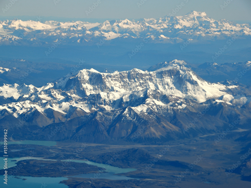 aerial view of Cerro San Lorenzo, Cerro San Valentin, Perito Moreno ...