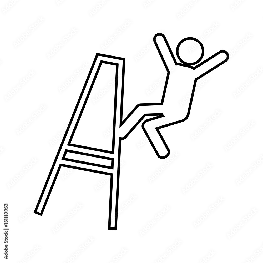 pictogram Man falling from a ladder icon over white background. vector ...