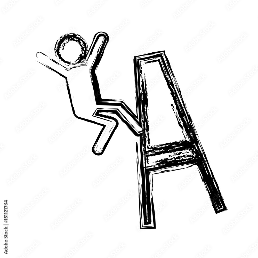pictogram Man falling from a ladder icon over white background. vector ...