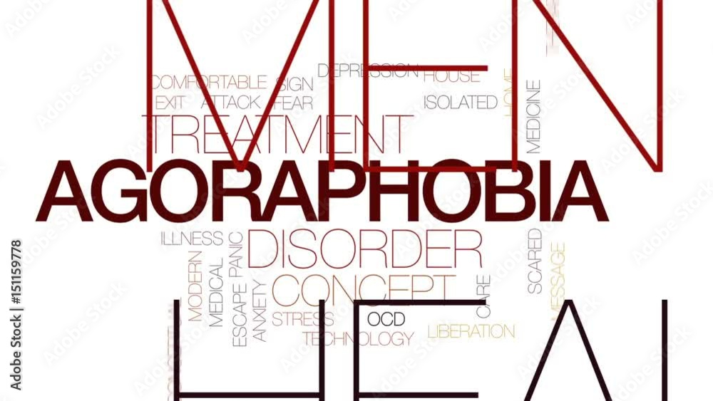 Agoraphobia line animated word cloud, text design animation. Kinetic ...
