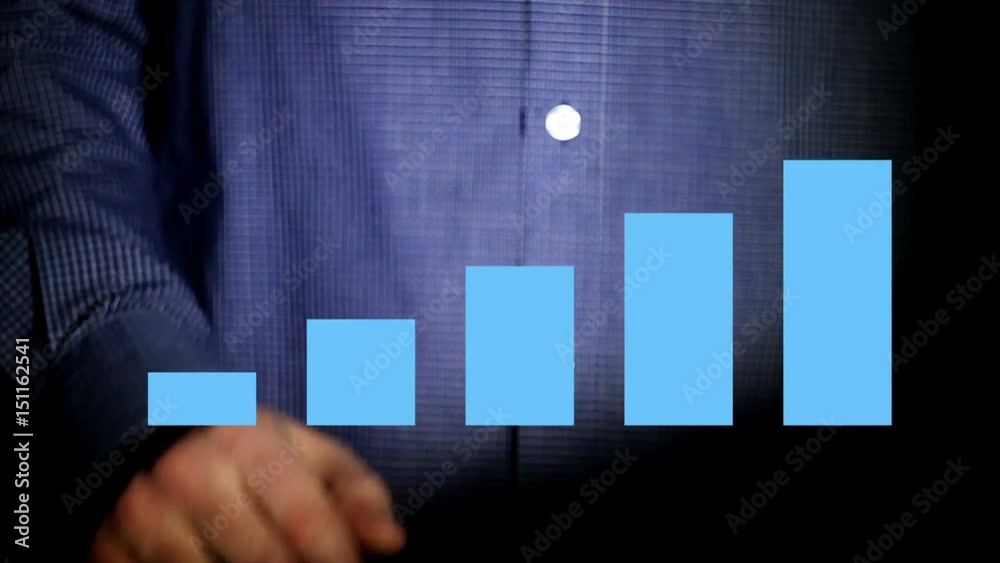 Businessman working on holographic interface. Financial. Blue. Man ...