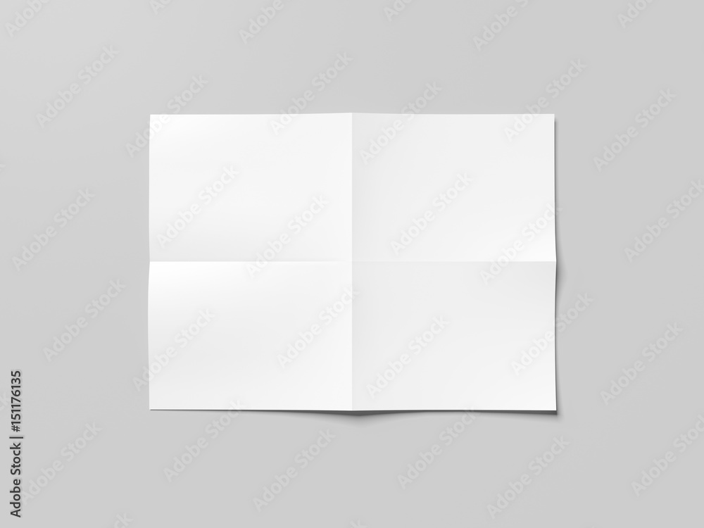 Blank white folded sheet of paper. 3d rendering Stock Illustration ...