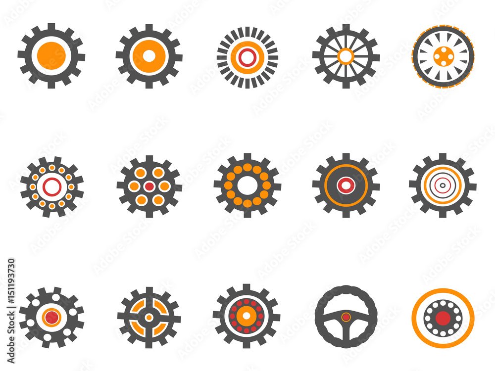 orange gear and cog icons Stock Vector | Adobe Stock