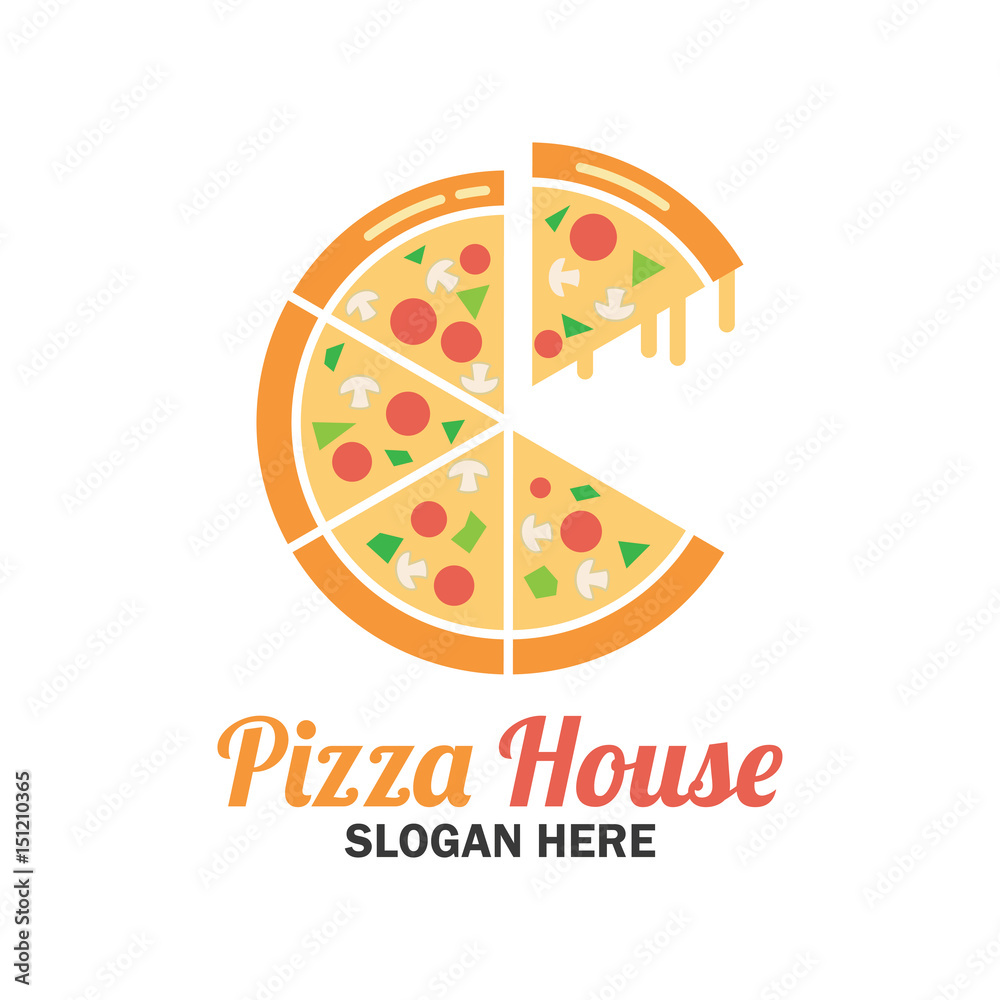 pizza logo with text space for your slogan / tag line, vector ...