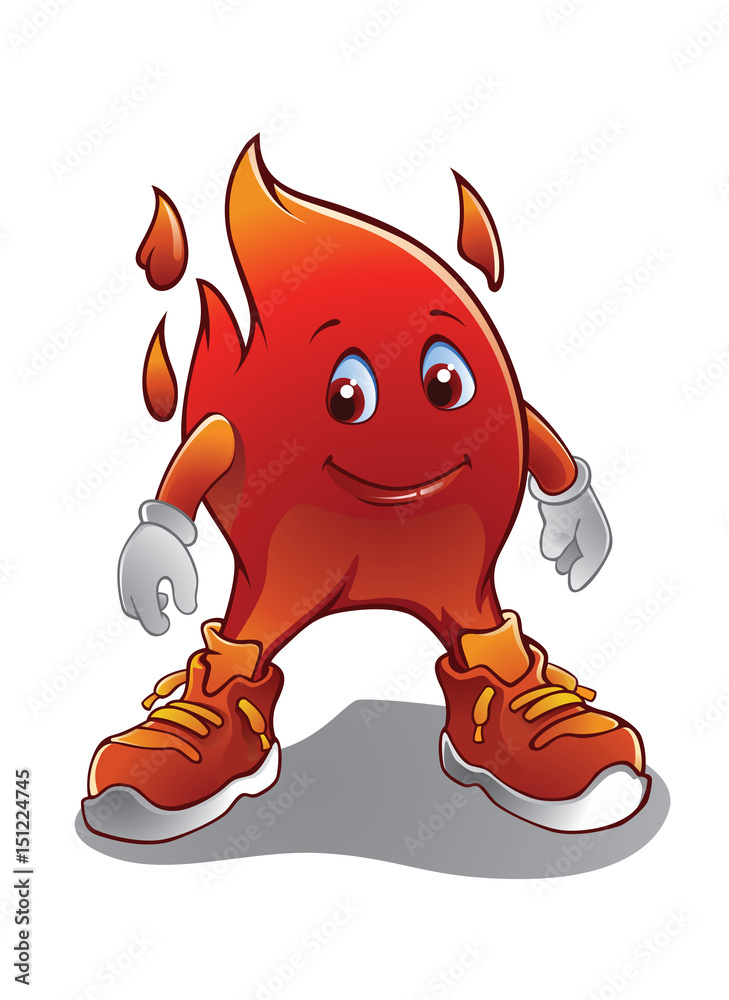 A Flame Vector Illustration or fire mascot cartoon character isolated ...