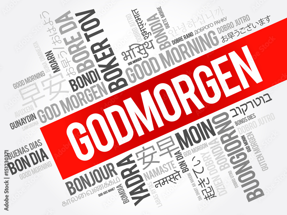 Godmorgen (Good Morning in Danish) word cloud in different languages ...