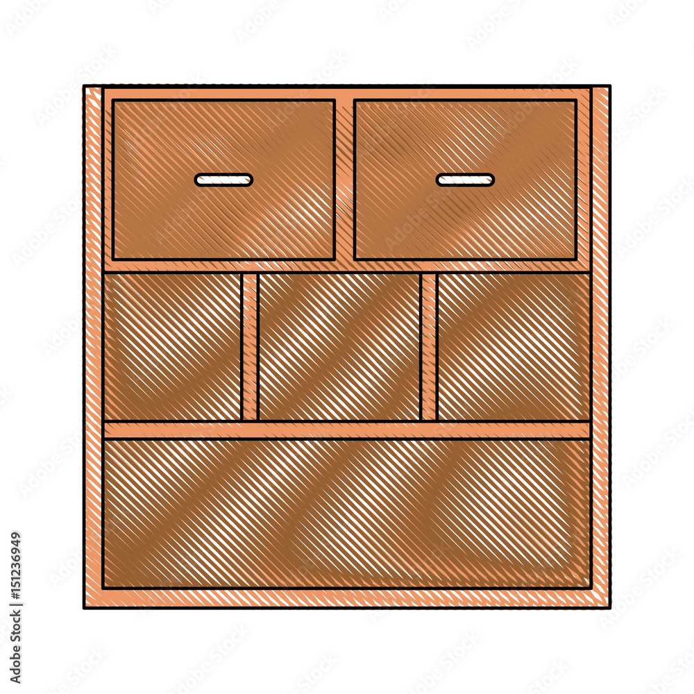 drawing office cabinet shelf close empty handle vector illustration ...