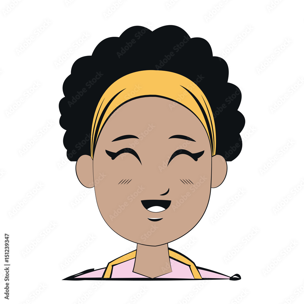 face young afro girl smiling expression vector illustration Stock ...