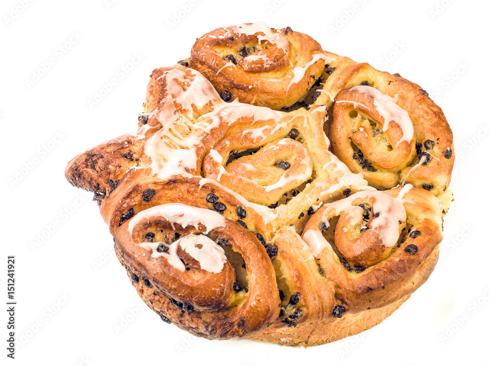 Gâteau chinois en gros plan sur fond blanc Stock Photo | Adobe Stock