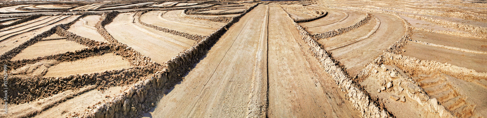 Panorama of geometric marks on the sand Stock Photo | Adobe Stock